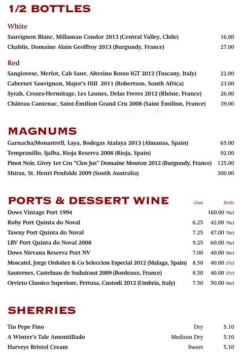 Menu at F.X. Buckley steakhouse, Dublin, 1a Pembroke Street Lower