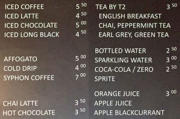 Menu at Triple Pick Coffee cafe, Bondi Junction
