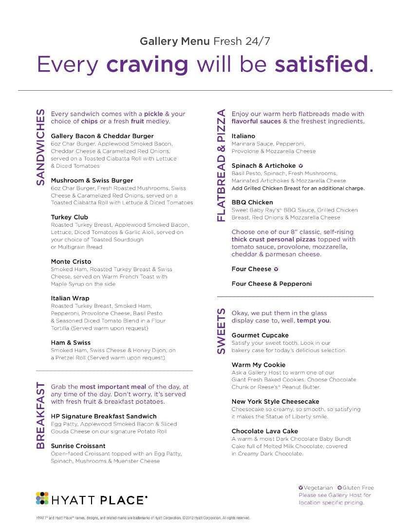 Menu at The Lobby Bar at Hyatt Place Delray Beach, Delray Beach