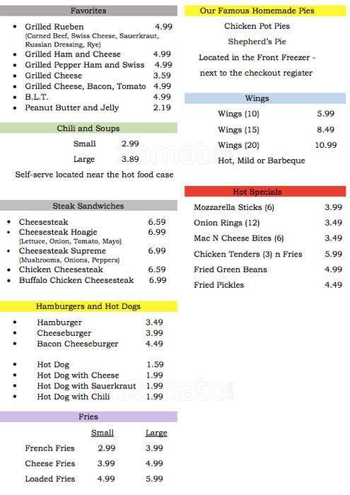 Menu at Styer Orchards Market, Langhorne