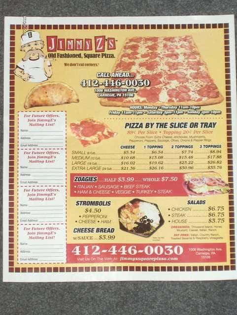 Joe Daddy's Pizza Menu, Menu for Joe Daddy's Pizza, Carnegie ...