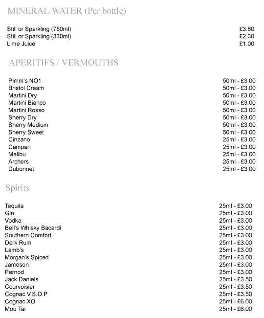 Menu at Golden Inn Restaurant, London