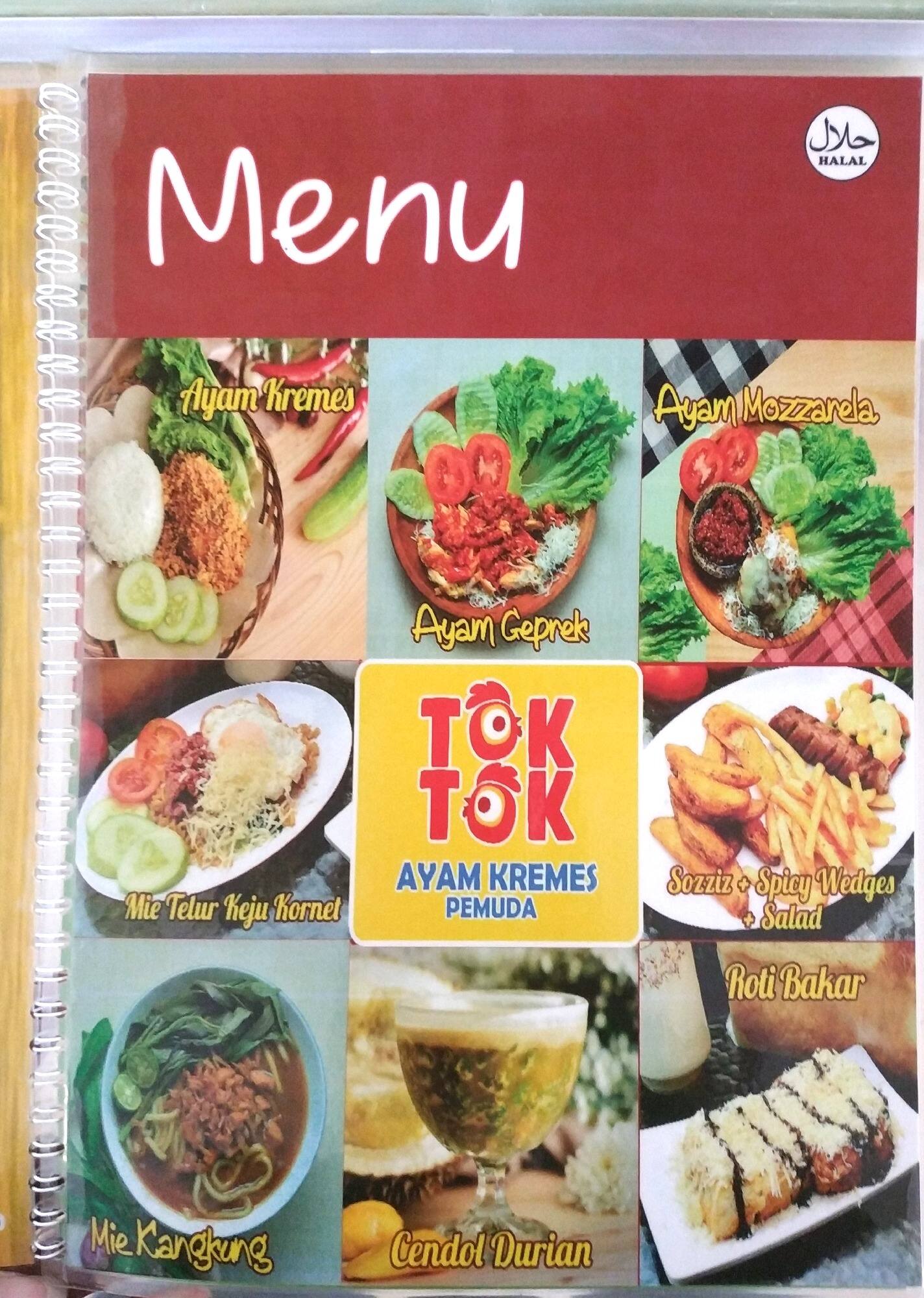 Menu at Tok Tok Ayam Kremes restaurant, Jakarta