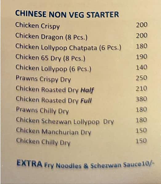 Menu at Welcome Restaurant, Mumbai, Shop 8