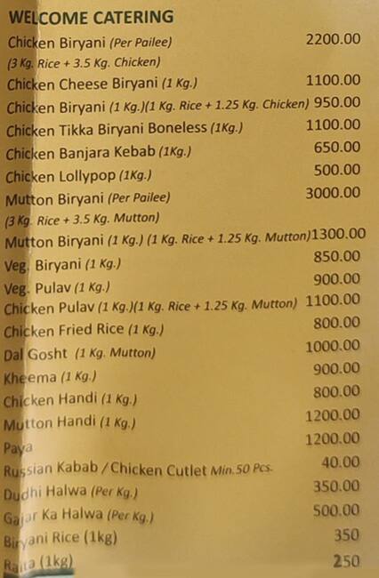Menu at Welcome Restaurant, Mumbai, Shop 8
