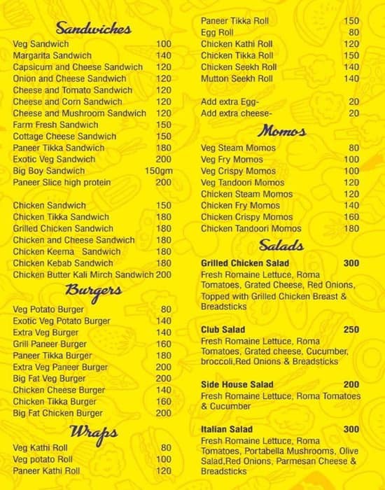 Menu of Happy Cafe, Indirapuram, Ghaziabad