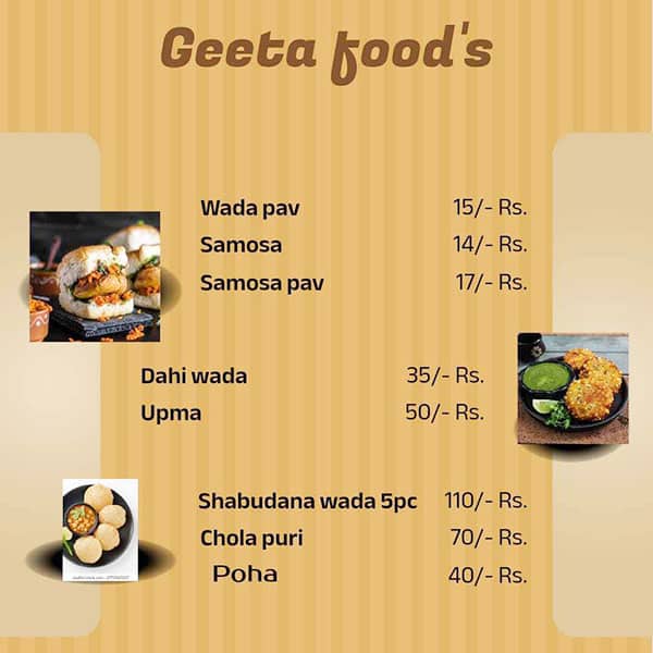 Menu of Geeta Foods, Kamothe, Navi Mumbai