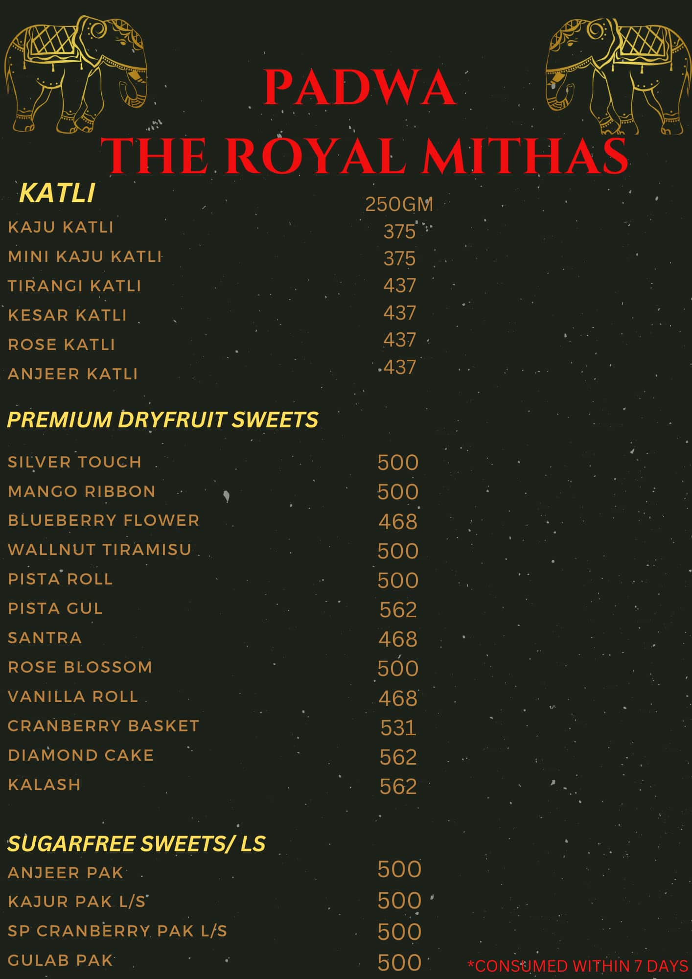 Menu of Padwa The Royal Mithas, Mumbra, Thane