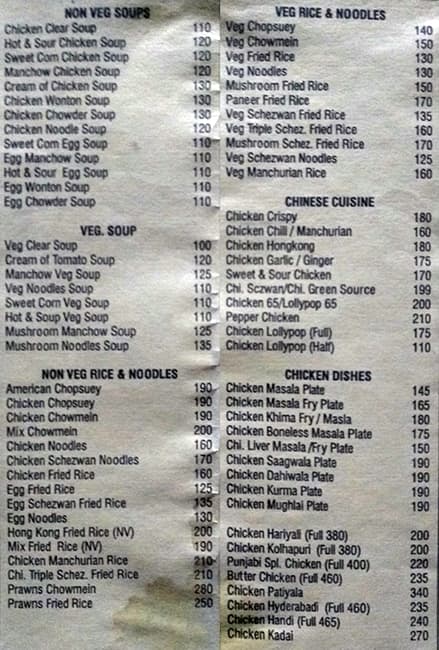 Menu of Satkar Lunch Home, Vikhroli, Mumbai