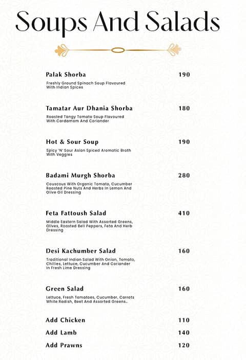 Menu of Koyla, Colaba, Mumbai