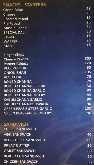 Menu at Sanjay Restaurant and Bar, Mumbai