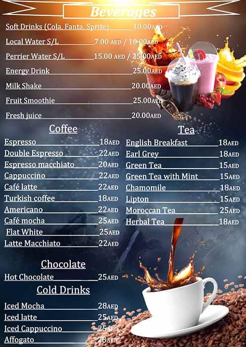 Menu at Downtown Restaurant (Tambayan), Abu Dhabi