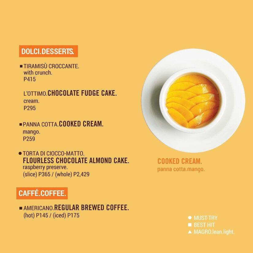 Menu at Cibo Gateway Mall restaurant, Quezon City, General Roxas Ave