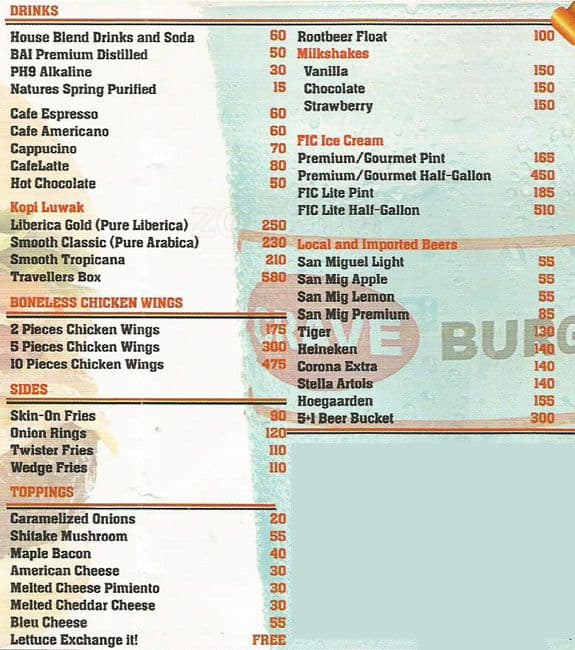 Menu at Crave Burger restaurant, Parañaque, 12 President's Ave