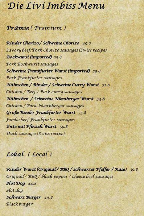 Carta del restaurante Die Livi Haus, Bekasi