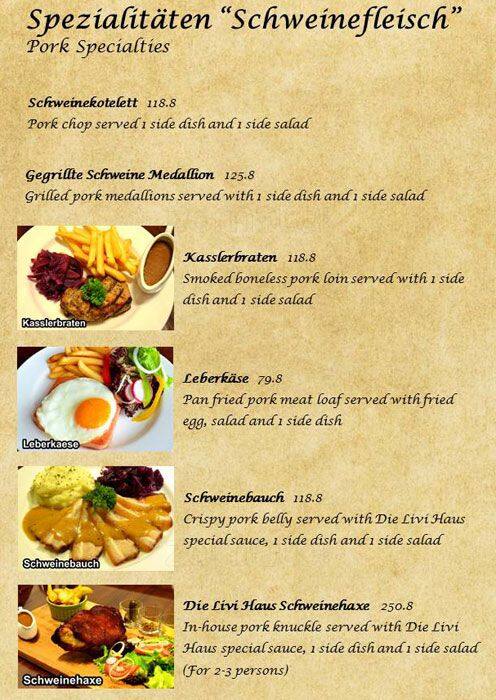 Carta del restaurante Die Livi Haus, Bekasi