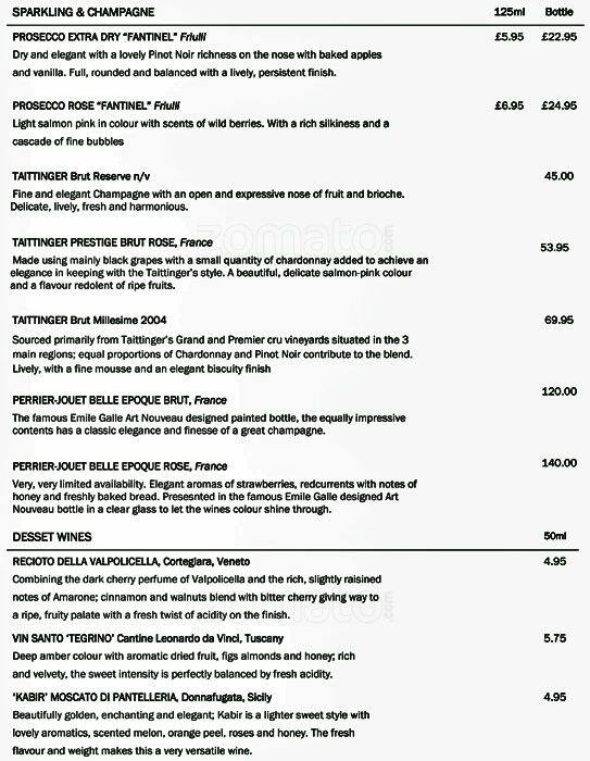 Menu at The Italian restaurant, Glossop, 110-112 High St W