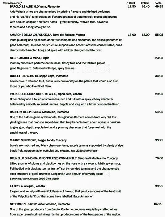 Menu at Italian Caffe restaurant, Glasgow