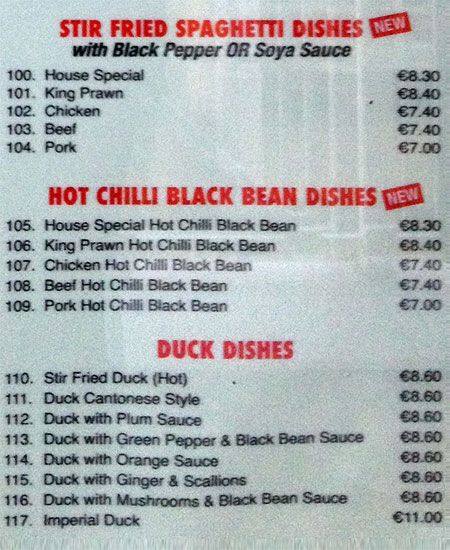 Menu at The Plaza restaurant, Swords, Main St