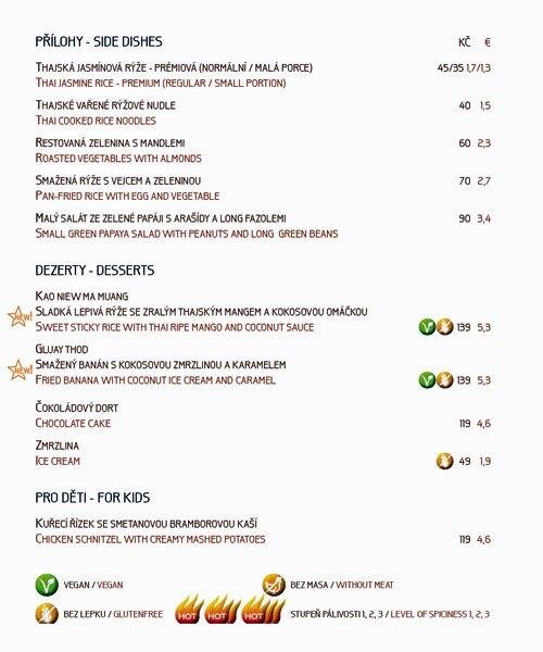 Menu at Lemon Leaf restaurant, Prague