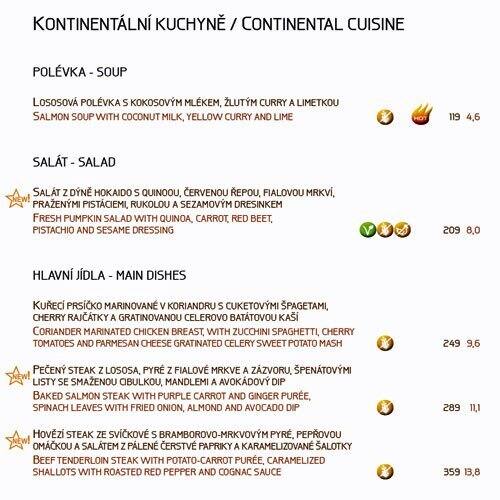 Menu at Lemon Leaf restaurant, Prague