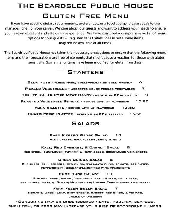 Menu at Beardslee Public House, Bothell