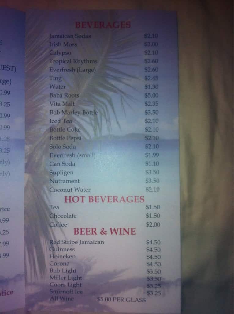 Menu at Irie Caribbean American restaurant, Woodbridge