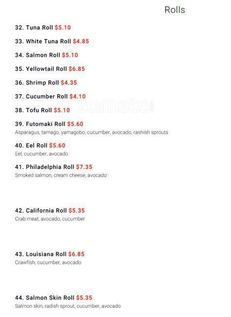 Menu at Zenna Thai & Japanese Restaurant, Plano, N Central Expy