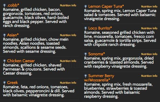 Menu at Zoup! restaurant, Wilsonville