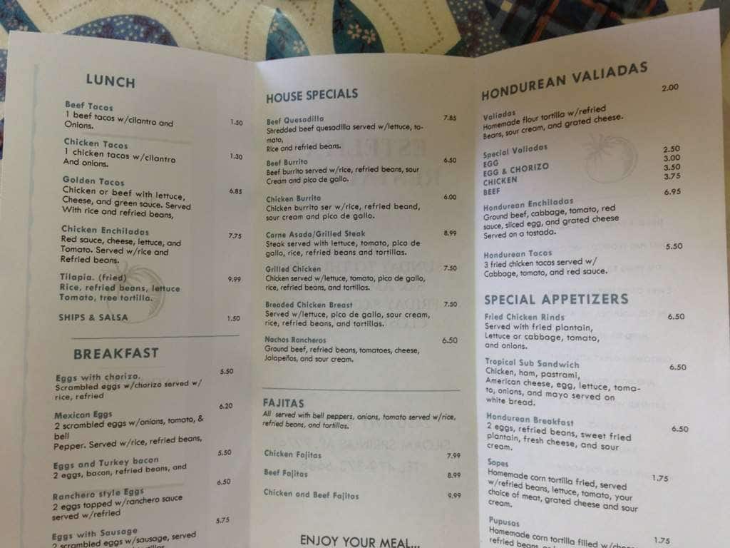 Menu at Ziggy’s Downtown cafe, Siloam Springs