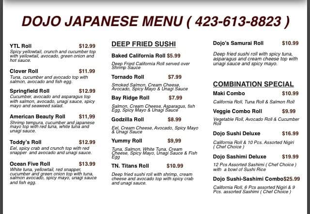 DOJO Japanese Restaurant Menu, Menu for DOJO Japanese Restaurant ...