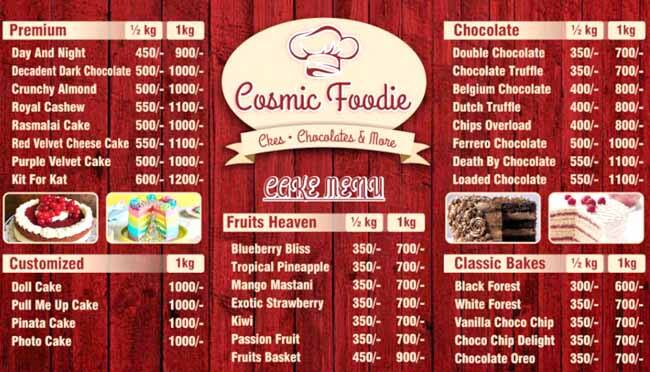 Menu of Cosmic Foodie, Near Andheri East Station, Mumbai