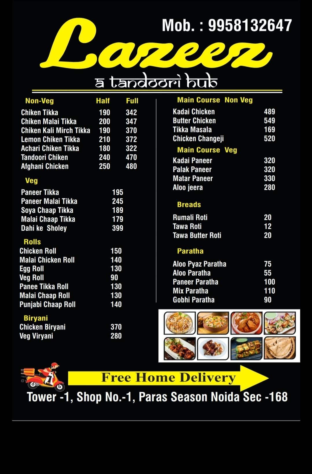 Menu of Lazeez A Tandoori Hub, Sector 135, Noida