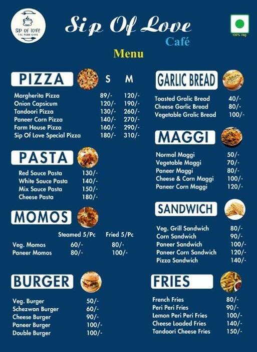 Menu of Sip Of Love Cafe, Pitampura, New Delhi