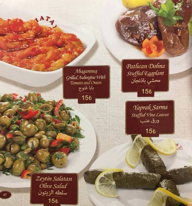 Menu at Taksim, Beyoglu, Istanbul, Mete Cd. 16 A