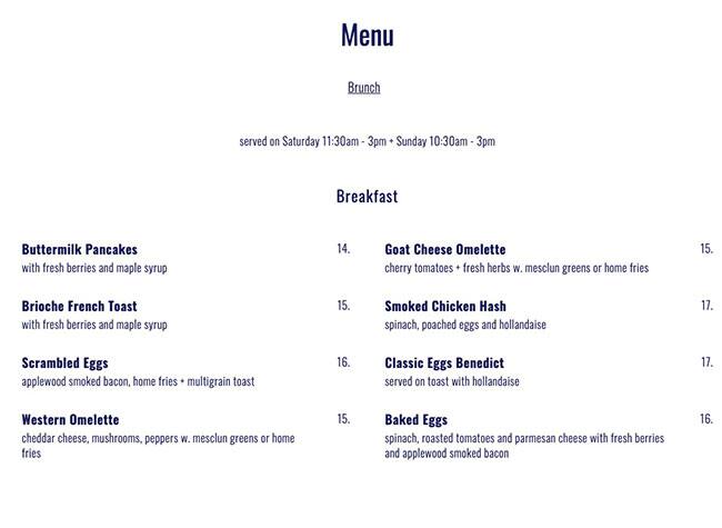 Menu at Island restaurant, New York City, Madison Ave