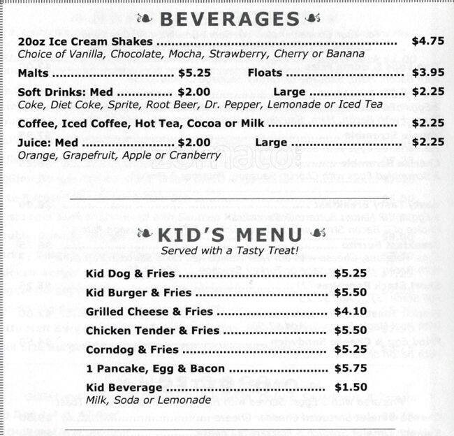 Menu at D's Diner restaurant, Sebastopol