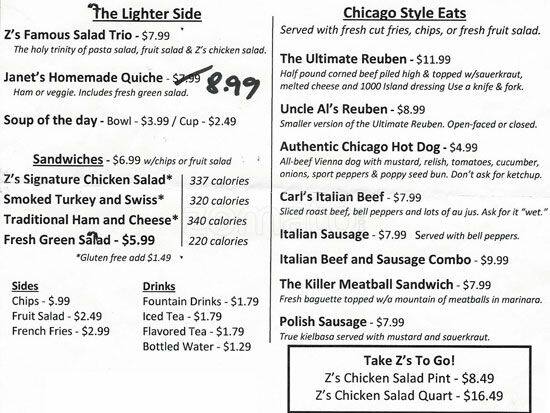 Z's Cafe Menu, Menu for Z's Cafe, South Fort Worth, Fort Worth ...