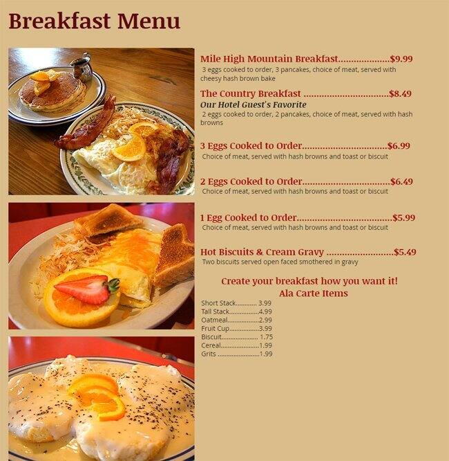 Menu at Old Texas Inn & Restaurant, Fort Davis, 113 TX-118