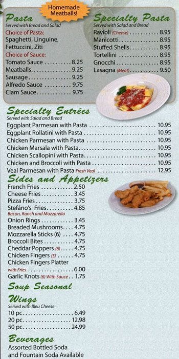 Menu at Stefano's II Brick Oven Pizza pizzeria, Bensalem, Hulmeville Rd