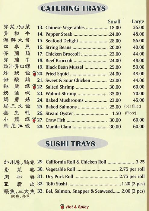 Menu at New Dragon Buffet restaurant, San Leandro
