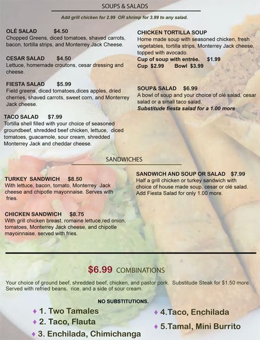 Menu at Casa Ole restaurant, Waukesha