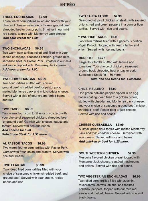 Menu at Casa Ole restaurant, Waukesha