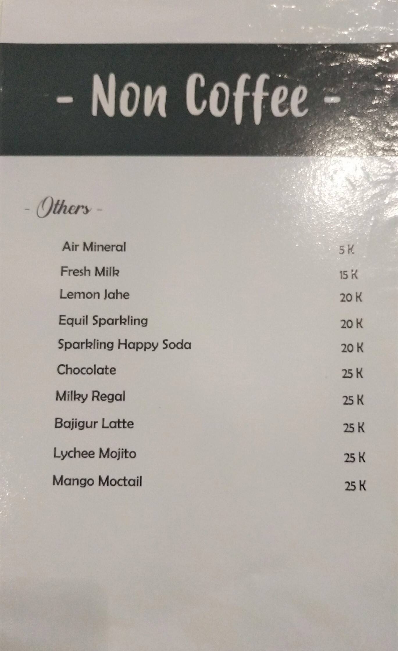 Menu at MH Coffee cafe, Tangerang, Jl. Nn No.C30