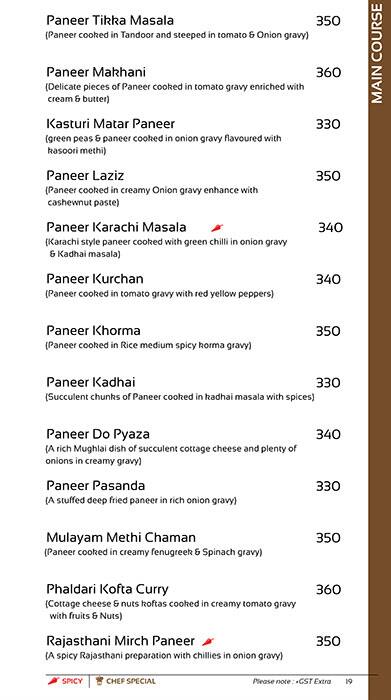 Menu at Raaga Imperio Best Family Restaurant & Bar Top Banquet Hall ...