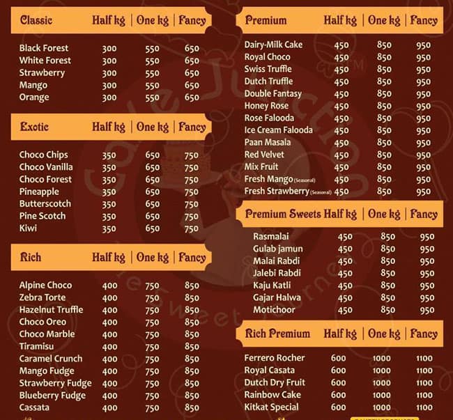 Menu of Cake Junction, Dombivali East, Thane
