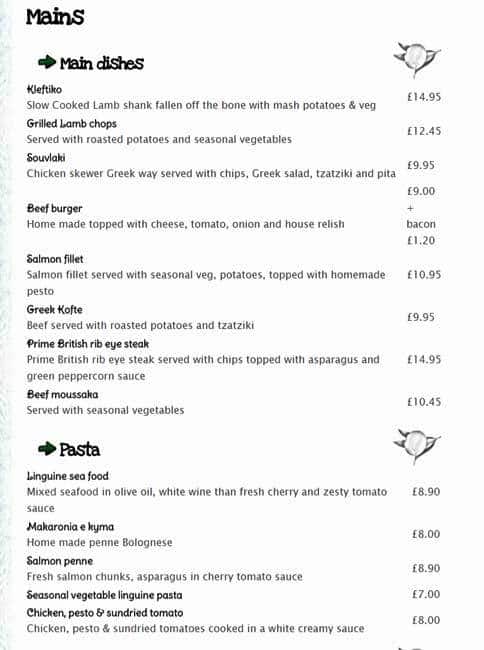 Menu at Power Station pub & bar, London