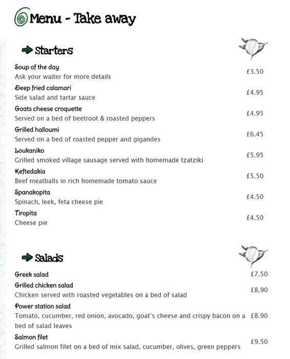 Menu at Power Station pub & bar, London