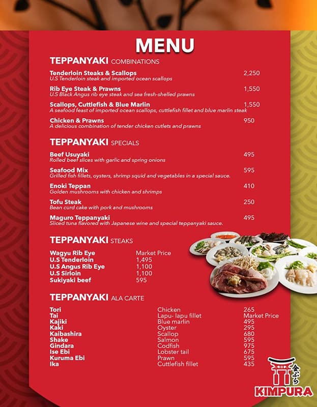Menu at KIMPURA Japanese Restaurant Trinoma, Quezon City, Quezon City, L3