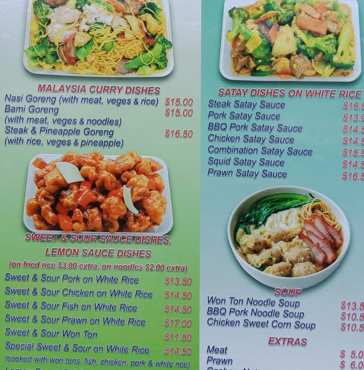 Menu at Grand Takeaways restaurant, Orewa